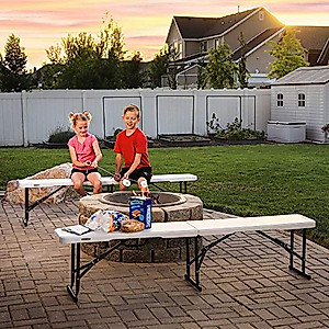 Lifetime 80843, 2 Pack, Light Commercial 6-Foot Fold-in-Half Bench, Almond