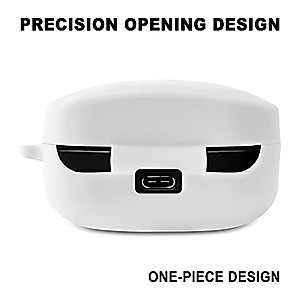 Geiomoo Silicone Carrying Case Compatible with WF-1000XM4, Portable Scratch Shock Resistant Cover with Carabiner (White)