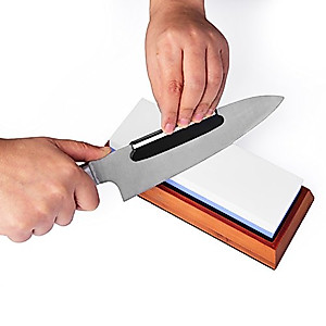 Best Whetstone Knife Sharpener Kit | 1000/6000 Grit Knife Sharpening Stone & Honing Stone | NonSlip Bamboo Base | Angle Guide, MicroFiber Polishing Cloth, & How to Sharpen a Knife eBook