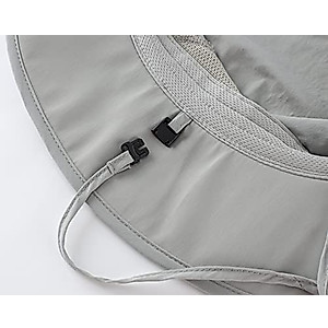 Home Prefer UPF50+ Mens Sun Hat Wide Brim Fishing Hat Airy Mesh UV Protection Hat Portable Bucket Sun Hat Light Grey