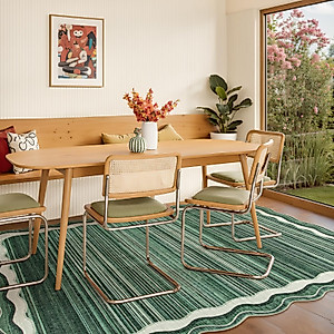 Lahome Washable Green Rugs for Living Room Bedroom,Machine Washable Green 5x7 Area Rugs,Dining Room Rug,Modern Abstract Irregular Non-Slip Stain-Resistance Accent Carpet for Home Office(Green,5x7)