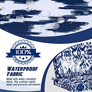 PRIMEPATIO Patio Chair Cushions 17x16, Outdoor Chair Cushions Set of 2, Waterproof Outdoor Seat Cushions with Fade Resistant Pattern, Patio Furniture Garden Sofa Couch Pads with Ties (Navy Blue)