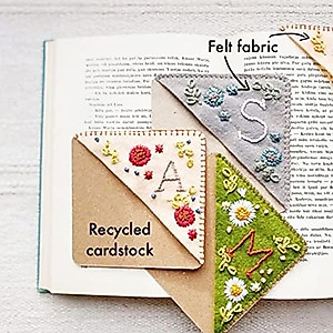 Personalized Hand Embroidered Corner Bookmarks, 26 Letter Felt Triangle Bookmarks, Book Corner Bookmarks, Bookmarks for Book Lovers (K, Summer)
