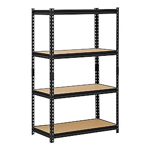 Edsal UR-364BLK Black Steel Industrial Shelving, 4 Adjustable Shelves, 3200 lb. Capacity, 60" Height x 36" Width x 18" Depth