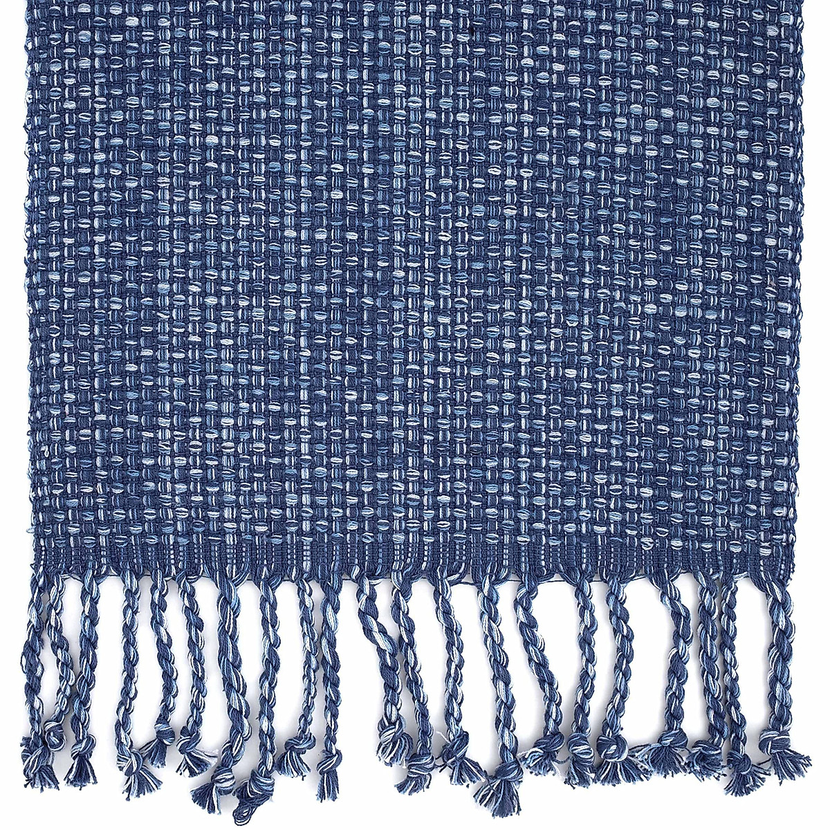 100% Cotton Table Runner for Dining Room Tables Rectangle Two Tone Woven Fabric 72" x 13" Soft Durable Table Runner, Dark Blue