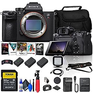 Sony Alpha a7R IVA Mirrorless Digital Camera (Body Only) (ILCE7RM4A/B) + 64GB Memory Card + Corel Photo Software + Case + 2 x NP-FZ100 Compatible Battery + Charger + LED Light + More (Renewed)