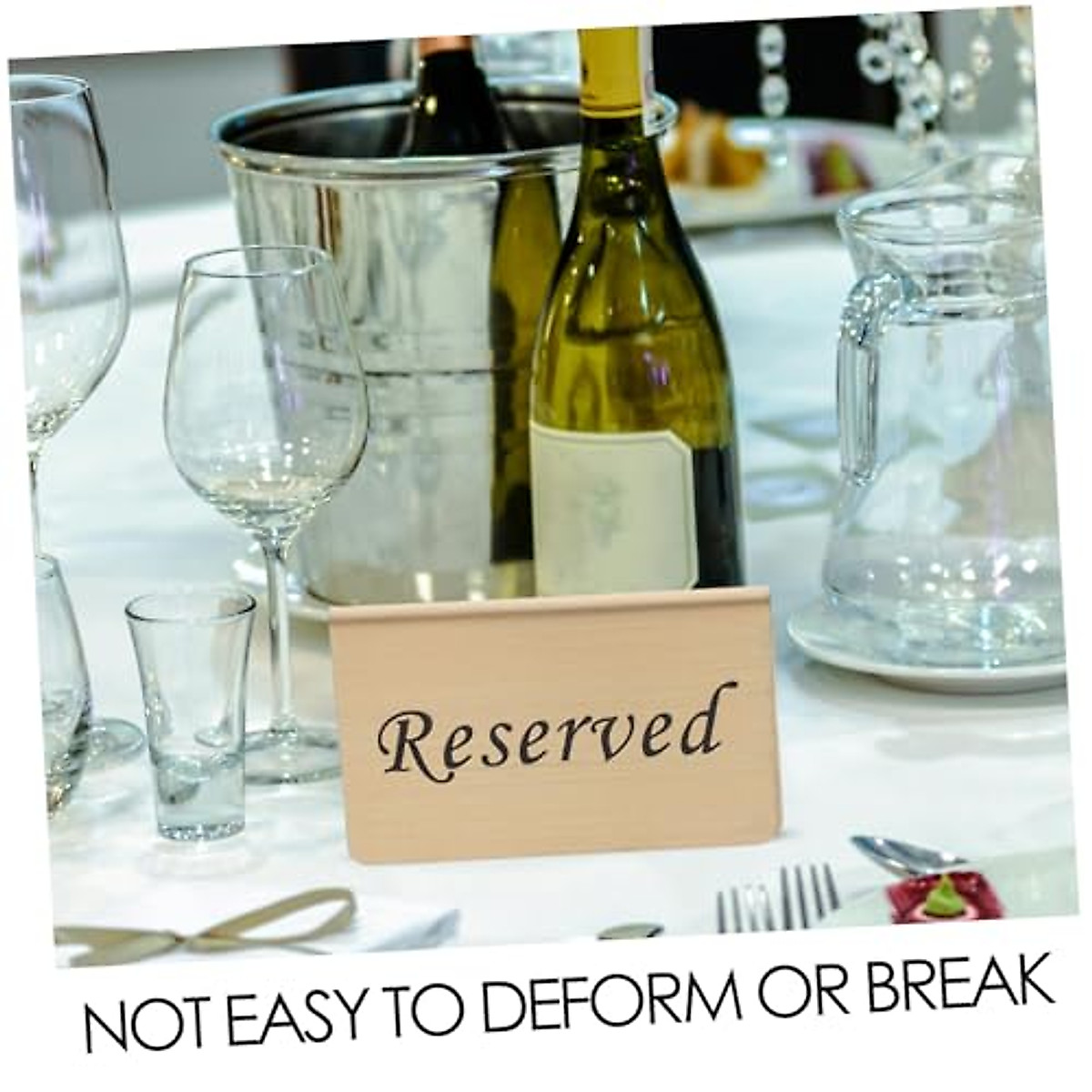 VOSAREA 4sets Table Booked Reserved Signs for Tables Meeting Banquet Reserved Signs Ceremony Reception Reserved Signs Table Card Holder Table Number Holders Tents Golden Stainless 4pcs*4