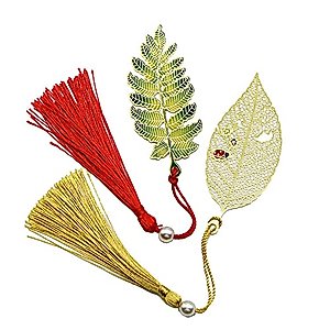 Two Piece Leaf fine Veins Metal Hollowed Out Bookmarks, Lovely Bookmarks Suitable for Readers, Students