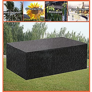 Oslimea Patio Furniture Cover Waterproof Outdoor Sectional Sofa Set Covers Heavy Duty Outdoor Rectangle Table and Chair Set Covers, Dust Proof Furniture Protective Cover Large 124" L x 63" W x 29" H