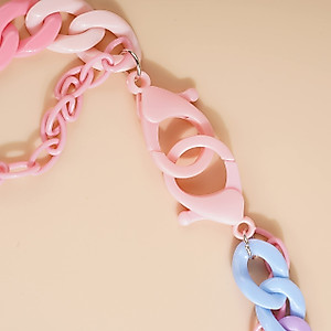 YERTTER Punk Rainbow Layered Pants Jeans Chain Colorful Acrylic Pants Chain Goth Layered for Men Link Wallet Chain Trousers Chain Waist Body Chain Set for Women Man (Pink)