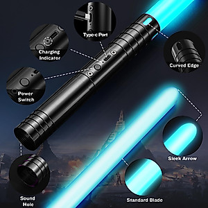 Lightsaber, Lightsabers with FX Sound Motion Sensitive, RGB 15 Colors Light Sabers with on-off Control, Real Dueling Light Saber Sword Toy for Kids, Halloween Xmas Gift, Galaxy War Party, Cosplay, 1PC