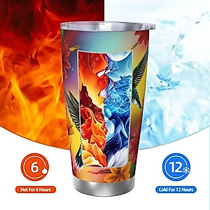 Groamaup 20oz Hummingbirds Stainless Steel Insulated Tumbler with Lid and 3pcs Straw Sets, Watercolor Car Cup for Cold and Hot Drinks, Coffee Mug for Travel Office and Home Use