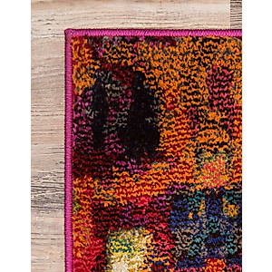Unique Loom Jardin Collection Colorful, Vibrant, Abstract, Modern Area Rug, 6 x 9 ft, Multi/Blue