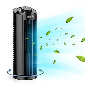 Grelife Oscillating Fan, Desk Table Fan with 3 Speeds, Quiet Cooling, Tower Fans 70° Oscillation, 13'' Portable Small Bladeless for Bedroom Home Office Desktop