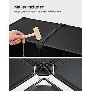 SONGMICS Cube Storage Organizer with Storage Boxes, 6-Cube Organizer, 6 Collapsible Non-Woven Fabric Bins, Customizable Shape, Bedroom, Living Room, Space-Saving, Black and Gray ULPC062B01