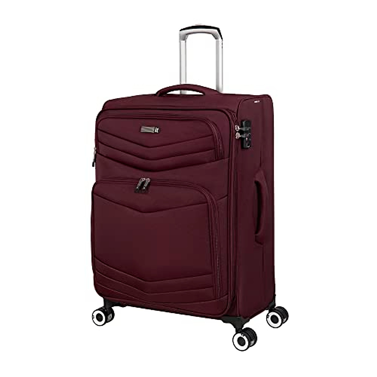 it luggage Intrepid 27" Softside Checked 8 Wheel Expandable Spinner with TSA Lock, Dark Red