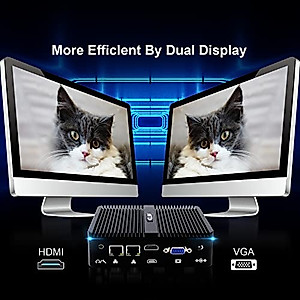 HISTTON Fanless Mini PC,Industrial PC Celeron J4125,DDR4 8GB RAM 128GB SSD,Micro PC,Dual LAN,WiFi,BT4.0,Industrial Mini PC with 2 RS232 COM,HDMI/VGA Port,2xUSB3.0,Mini Desktop Computer Windows 10 Pro