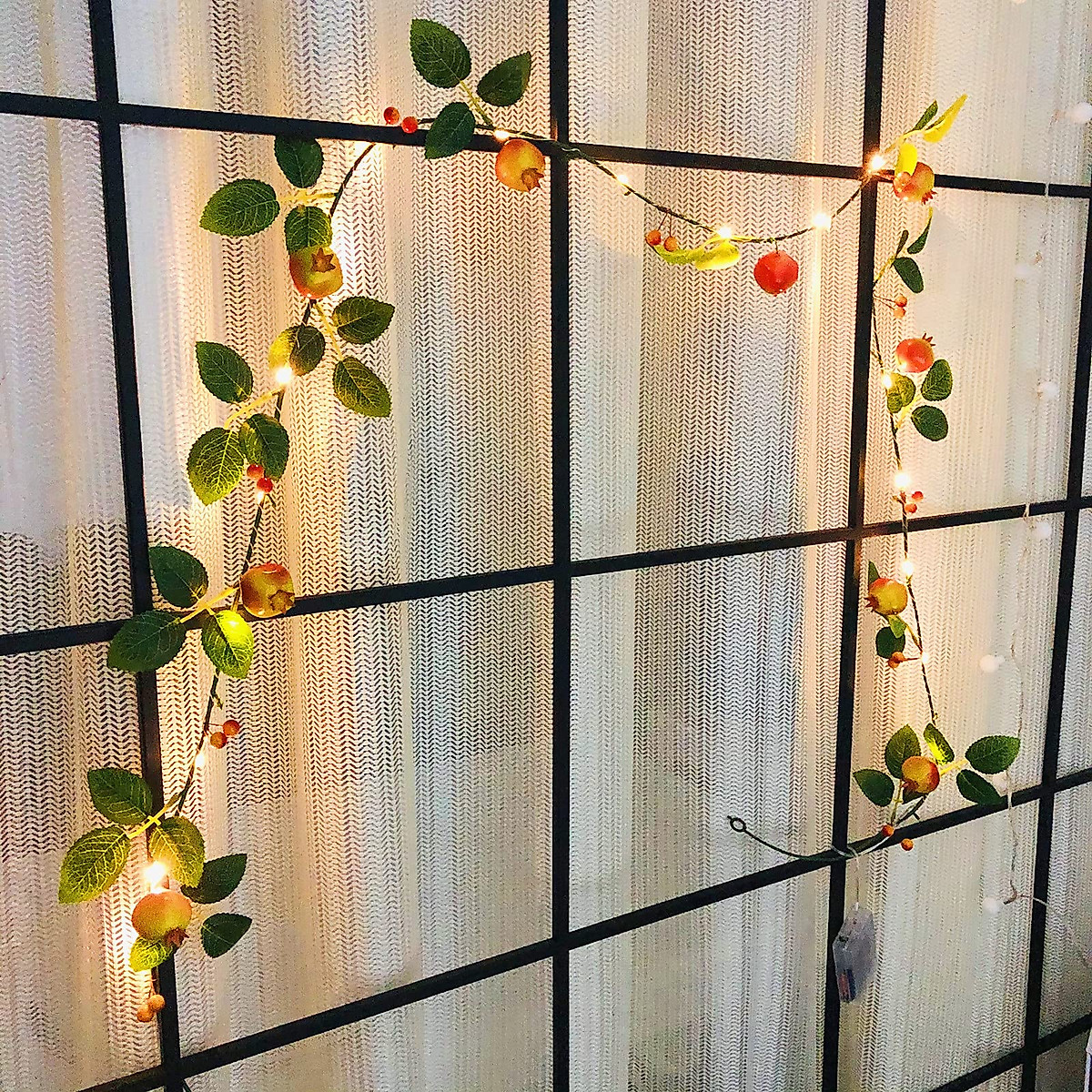 Artificial Fruit Pomegranate String Lights 6.56ft/20LED Rosehips Hanging Vines Plant Garland Foam Berries Light for Home Garden Wedding Party Decor (Z-Pomegranate Light, 1 Pack)