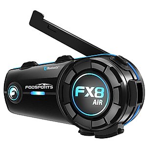 Fodsports FX8 AIR Motorcycle Bluetooth Headset, 1000M Motorcycle Communication Systems with 3 Sound Effects, Hands-Free Helmet Intercom with CVC Noise Cancellation, IP65 Waterproof, FM Radio, 1 Pack