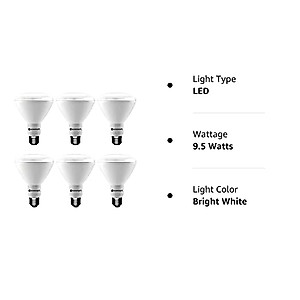 Ecosmart Bright White LED BR30 Dimmable Flood Bulb, 65W Replacement, 9 Watt, 655 Lumens - 3000K - Indoor/Outdoor Rated (6-Pack)
