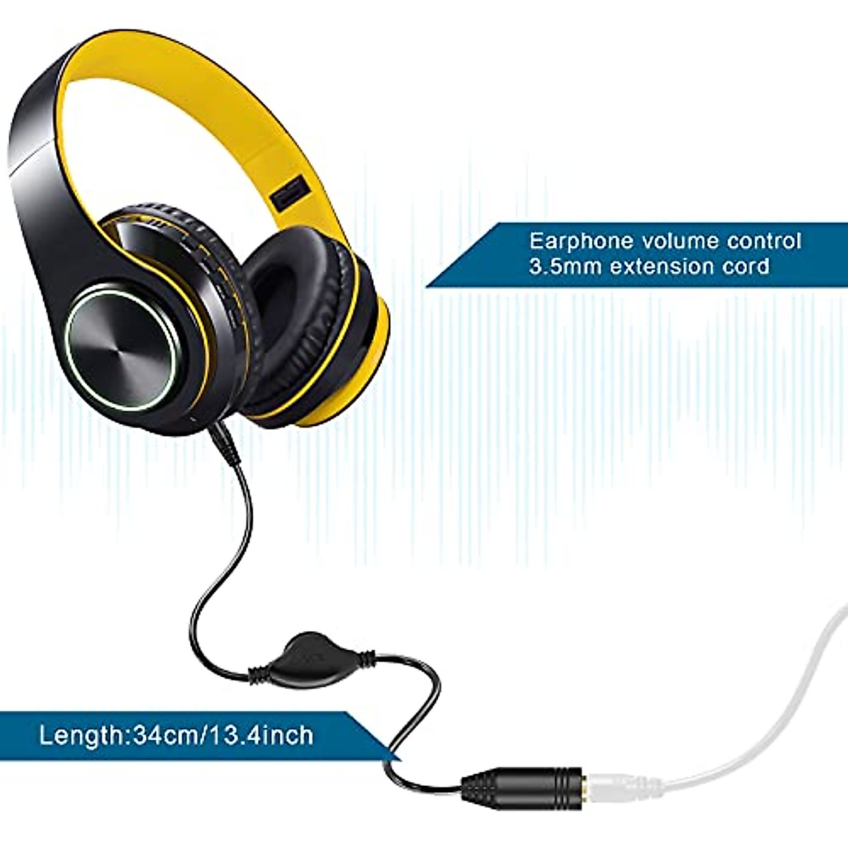 PChero 2 Packs 3.5mm Headphone Extension Cables with Mic, Male to Female Stereo Audio Jack Extender Aux Extension Adapter Cords with Volume Control