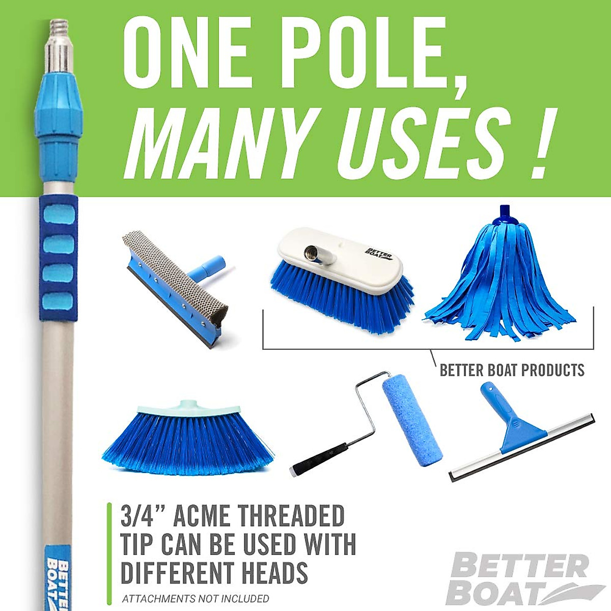 Extension Pole Telescoping Pole Extension Rod Extendable Pole Telescopic Deck Brush Boat Hook Painters Pole 3/4" Universal End Painting Paint Roller Mop Handle Twist Lock Long Stick Extender 3.5-6FT