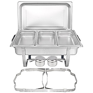TigerChef Chafing Dish Buffet Set - Chaffing Dishes Stainless Steel - Chafer and Buffet Warmer Set with Steam Pans and Folding Frame - Food Warmers for Parties Buffets (1, 3 Third Inserts)