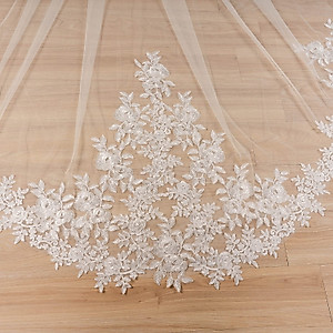 EllieWely Long Cathedral Length 1 Tier Lace Wedding Bridal Veil F17 3 M Ivory