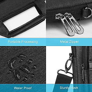 MOSISO Laptop Shoulder Bag,15 inch Computer Bag Compatible with MacBook, HP, Dell, Lenovo, Asus Notebook,15.6 inch Laptop Sleeve with 2 Raised Zipper Pockets & Hidden Pockets & Handle & Belt,Black