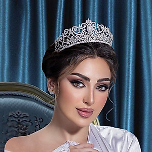 Jorsnovs Wedding Crowns for Bride Cubic Zirconia Tiaras Bridal Diamond Headpieces Corona De Novia Quinceanera Zircon Headband