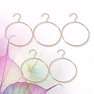 Zerodeko Laundry Rack 5pcs Round Circle Hanger Space- Saving Hanger Thong Underwears Display Ring Hanger Display Hoop Rack for Scarves Shawl and Belts Rose Gold Metal Hangers