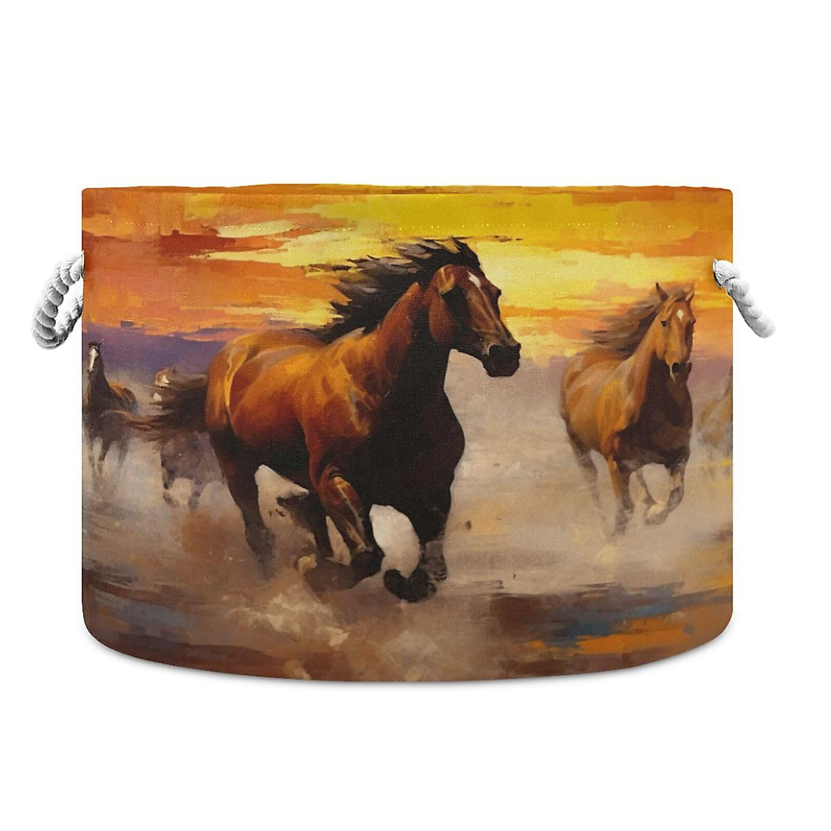 xigua Large Storage Basket Cotton Rope Basket Horse Farm Fence Pattern Baby Laundry Basket for Blankets Toys Storage Basket Laundry Hamper