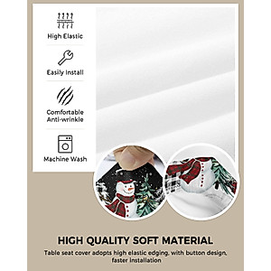 ZOE GARDEN Christmas Snowman Chair Seat Covers for Dining Room Stretch Chair Seat Covers Set of 2, Chair Seat Protector Cushion Slipcovers for Kitchen Restaurant Office Winter Snowflake Black