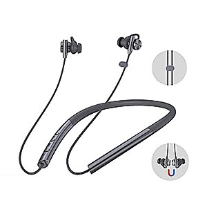 Glazata Wireless Headphones Neckbands with Magnetic Earbuds Sports Earphones aptX & aptX-LL Stereo Wireless Headphones for Workouts 「Grey」
