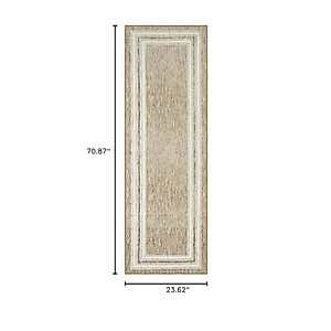 OJIA Modern Bordered Washable Runner Rug, 2'x6' Rug Runners Non Slip Kitchen Rugs Runner Soft Bathroom Rug Runner Non-Shedding Carpet Runner for Bedroom Entryway Laundry Room
