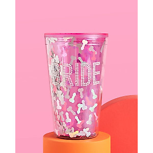 xo, Fetti Bachelorette Party Bride Confetti Tumbler Cup - Bridal Shower, Engagement Party Decoration and Bride To Be Gift
