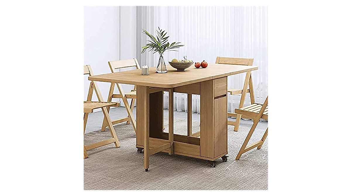 Juan Extendable Wooden Folding Dining Table Set - Space-Saving Design