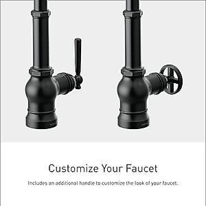 Moen Paterson Matte Black One-Handle Pull-down Kitchen Faucet with Spray Head and Power Boost, Includes Interchangeable Handle, S72003BL