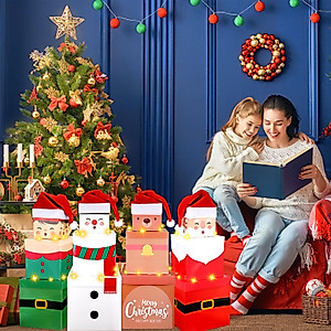 Fulmoon 24 Pieces Christmas Stacking Boxes Christmas Nesting Gift Boxes Christmas Stackable Boxes with Lids 8 Designs Snowman Decorative Present Boxes for Christmas Party Decor(Novelty Style)