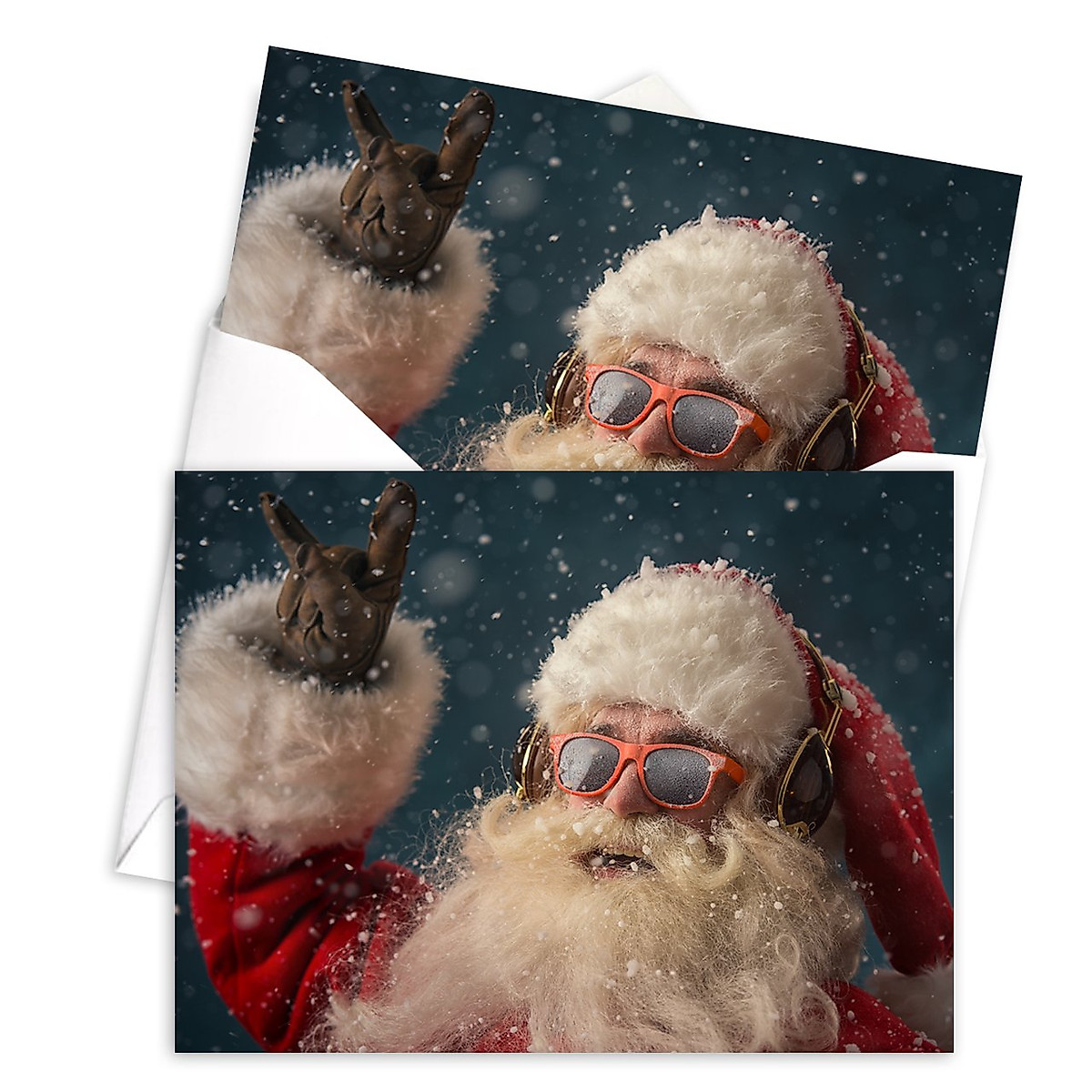 Rock 'n Roll Santa Holiday Card Pack - Set of 25 cards - 1 design, versed inside with envelopes