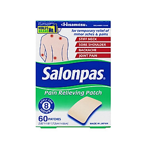 Salonpas Pain Relieving Patch, Extra Strength Topical Analgesic, 60 Ct (Pack of 2)