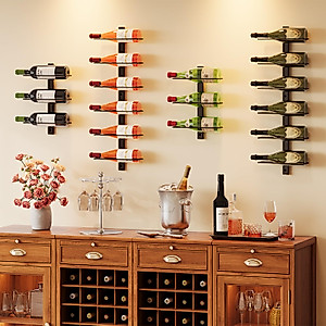 12 Bottle Wall Mounted Wine Rack, Adjustable Tier Wall Hanging Wine Holder Towel Rack, Detachable Wine Storage Organizer Used As One or Four, for Kitchen, Pantry, Dining Room, Bar, Wine Cellar