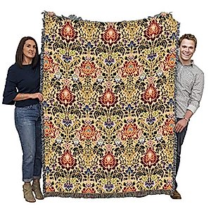 Pure Country Weavers William Morris Acanthus Spectrum Blanket - Arts & Crafts - Gift Tapestry Throw Woven from Cotton - Made in The USA (72x54)