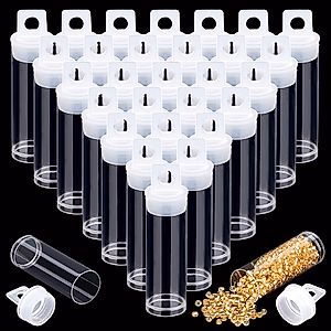PH PandaHall 30pcs Clear Tube Bead Containers, Plastic Storage Tubes with Caps Organizers Bottle Container Set for Beads, Bath Salt, Candy Storage, Party Favors, 10ml (2.68x 0.75 Inch /6.8x1.9 Cm)