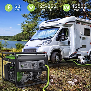 GearIT 50-Amp Generator Extension Cord (20 Ft) Inline NEMA 14-50P to SS2-50R Twist Lock Connector STW 6/3+8/1 AWG 125/250V for 50A Power Inlet Box, RV Camper, Generator to House - 20 feet