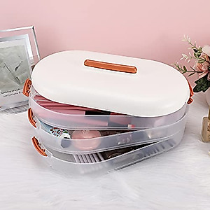 JUXYES 3-Tiers Stack Carry Storage Box with Lid, Plastic Multipurpose Portable Storage Container Box Handled Organizer Storage Box for Organizing Puzzle, Stationery, Sewing, Art Craft Supplies