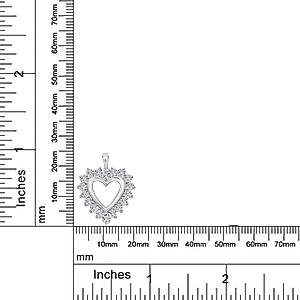 Shineadime 0.40 Cttw Round Cut Genuine Diamond (Clarity I2, Color J) Open Heart Pendant In Real 14K Solid White Gold
