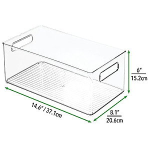 mDesign Deep Plastic Kitchen Storage Organizer Container Bin for Pantry, Cabinet, Cupboard, Shelves, Fridge, or Freezer - Holds Dry Goods, Sauces, Condiments, Drinks, Ligne Collection, 8 Pack, Clear