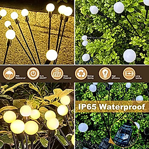 XIILSIE 4PCS Floating Pool Lights + New Upgraded 4 Pack 8 LED Solar Garden Lights Firefly Swaying Lights