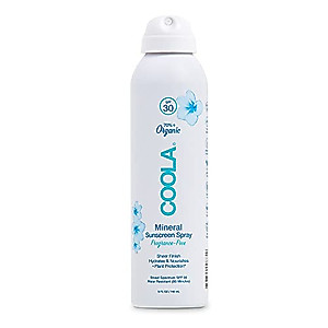 COOLA Organic Mineral Sunscreen SPF 30 Sunblock Spray, Dermatologist Tested Skin Care for Daily Protection, Vegan and Gluten Free, Fragrance Free, 5 Fl Oz